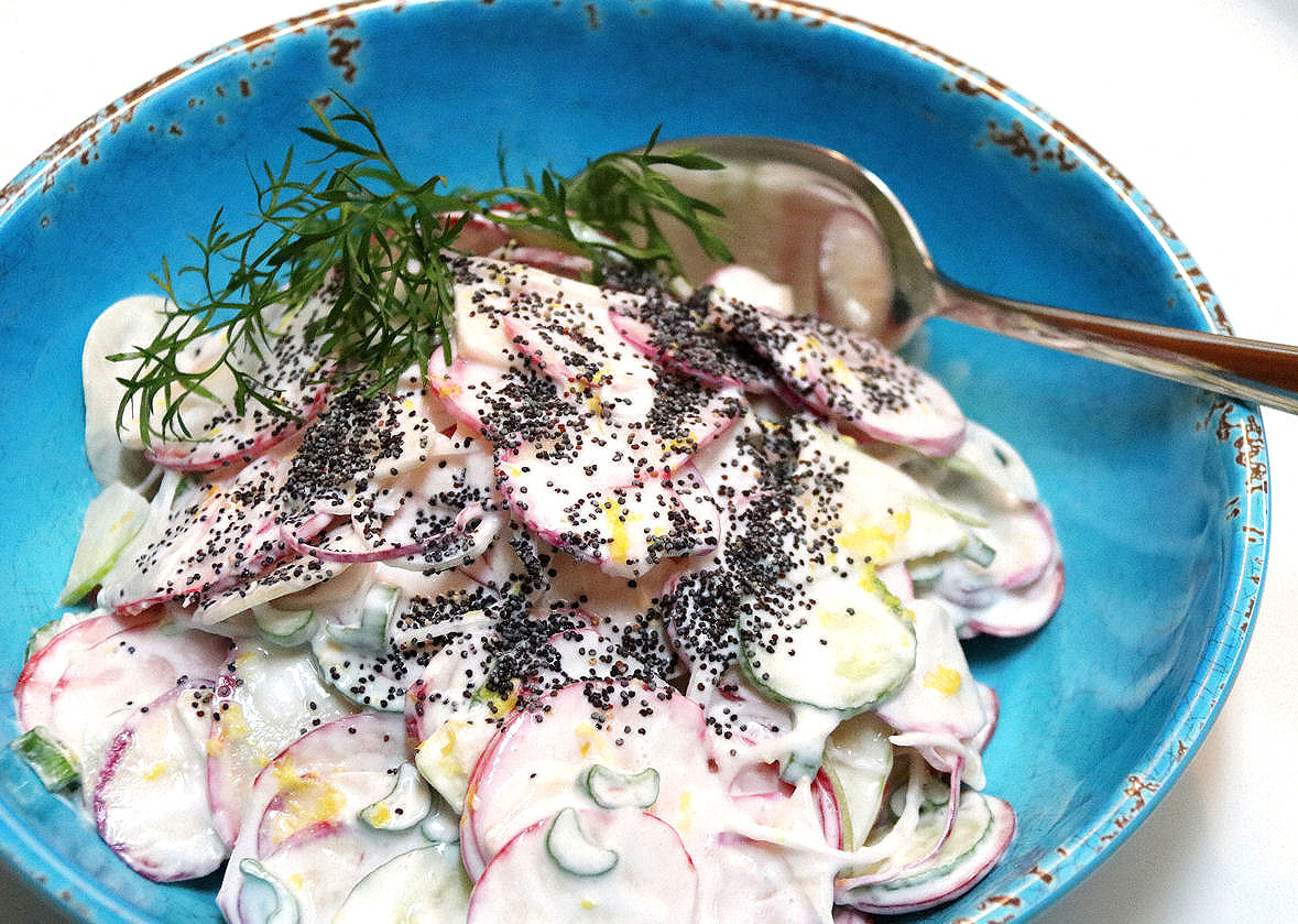 Rainbow Radish Salad with Blue Poppy Seed Dressing - Mary Beth Clark ...